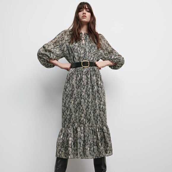 Zara | Dresses | Zara Animal Print Midi Dress | Poshmark